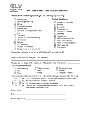 Fillable Online CLV1058 Dry Eye Questionnaire - Fax Email Print - pdfFiller