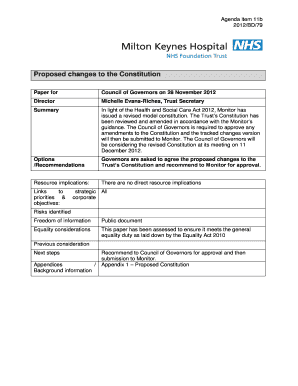 Fillable Online Proposed changes to the Constitution - Milton Keynes ...
