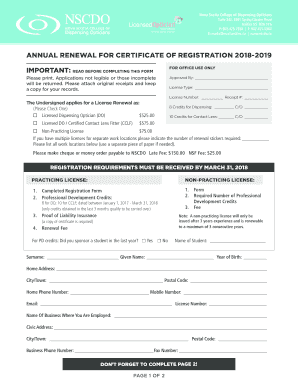 Fillable Online annual renewal for certificate of registration 2018 ...