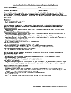 Fillable Online epi publichealth nc Ryan White Part B & HMAP ...