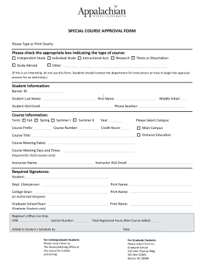 Fillable Online SPECIAL COURSE APPROVAL FORM - Fax Email Print - pdfFiller