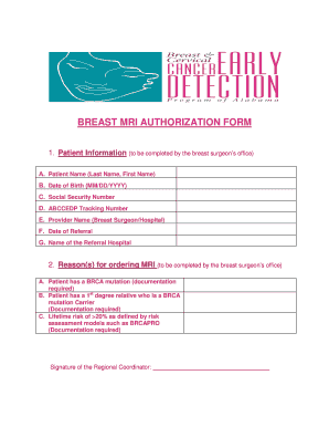 Fillable Online breast mri authorization form - Alabama Department of ...