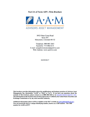 Fillable Online AAM Form ADV Part 2A Firm Brochure 2017.final Fax Email ...