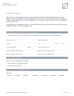 Fillable Online Letter of Intent Form - Deutsche Funds - Deutsche Asset ...