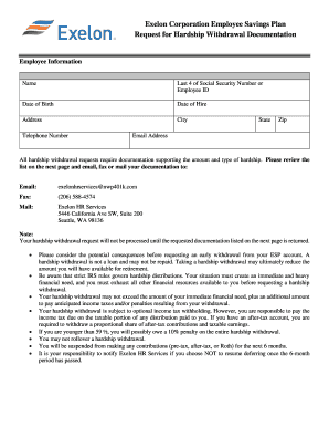 Fillable Online Request for Hardship Withdrawal Documentation Fax Email ...