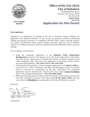 Fillable Online Application for Film Permit Fax Email Print - pdfFiller