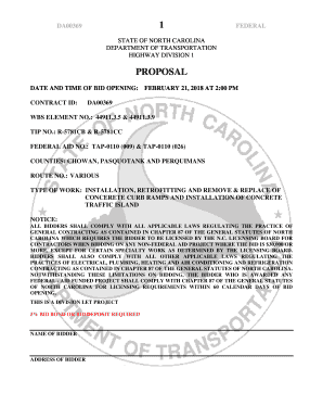 Fillable Online 1 proposal - Connect NCDOT Fax Email Print - pdfFiller