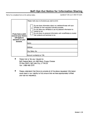 Fillable Online BofI Opt-Out Notice for Information Sharing - H&R Block ...