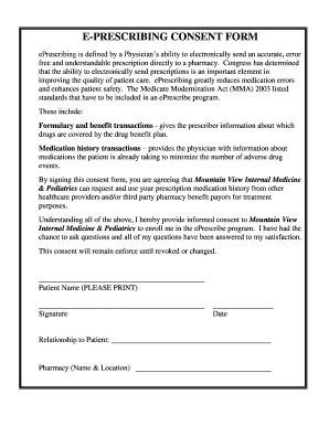 Fillable Online E-PRESCRIBING CONSENT FORM Fax Email Print - pdfFiller