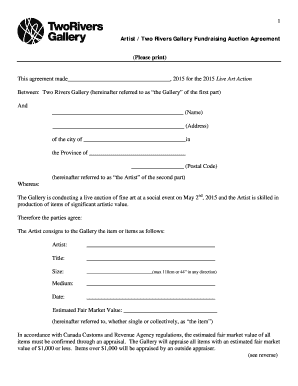 Fillable Online Artist / MacKenzie Art Gallery Agreement - Two Rivers ...