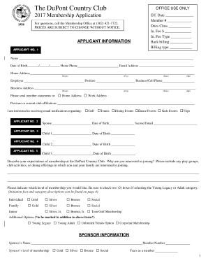 Fillable Online Membership Application - DuPont Country Club Fax Email ...