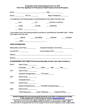 Fillable Online Composite Letter Packet Request Form for 2018 Fax Email ...