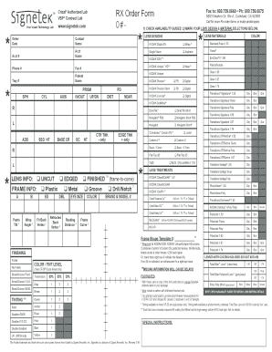 Fillable Online Rx Order Form Template Jan 2018 - signetek . com Fax ...