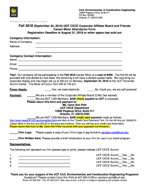 Fillable Online Fall 2018 Career Mixer Registration form - UCF CECE Fax ...