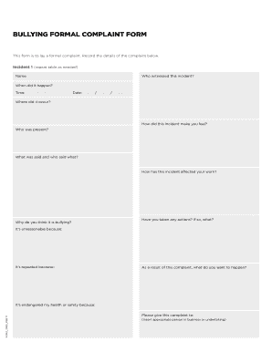 Fillable Online BULLYING FORMAL COMPLAINT FORM - Fax Email Print ...