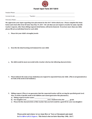 Fillable Online Parent Input Form (1).docx Fax Email Print - pdfFiller