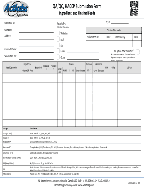 Fillable Online QA/QC, HACCP Submission Form Fax Email Print - pdfFiller
