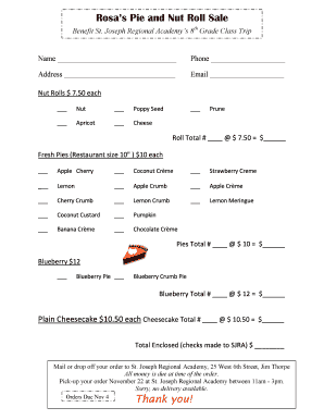 Fillable Online Pie Order Form.doc Fax Email Print - pdfFiller
