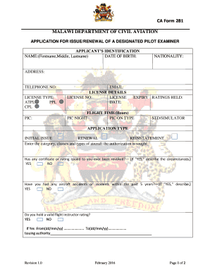 Fillable Online MALAWI DEPARTMENT OF CIVIL AVIATION Fax Email Print - pdfFiller