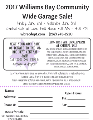 Fillable Online Wide Garage Sale Fax Email Print - pdfFiller
