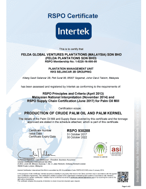 Fillable Online RSPO Certificate Fax Email Print - pdfFiller