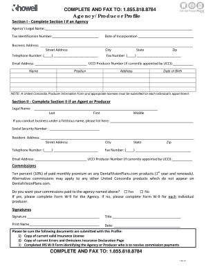 Fillable Online Producer-Profile DVP - DentalVisionPlans.com Fax Email Print - pdfFiller