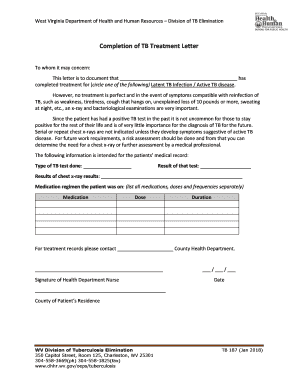 Fillable Online dhhr wv Completion of TB Treatment Letter Fax Email ...