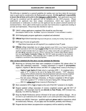 Fillable Online RADIOGRAPHY CHECKLIST Fax Email Print - pdfFiller