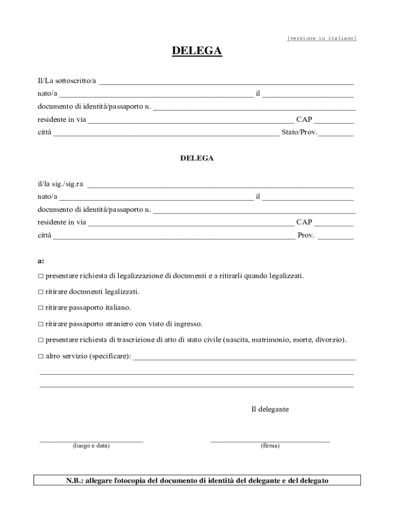 Fillable Online Come si scrive una delega: modelli editabili e consigli ...