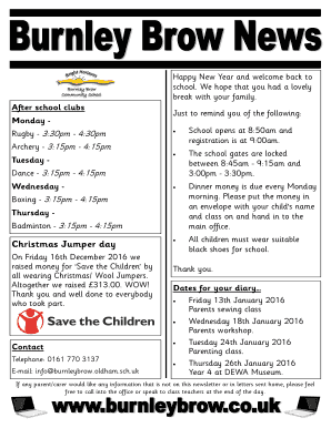 Fillable Online Christmas Jumper day - Burnley Brow Primary School Fax ...