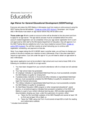Fillable Online education mn Age Waiver Instructions and Form Fax Email ...