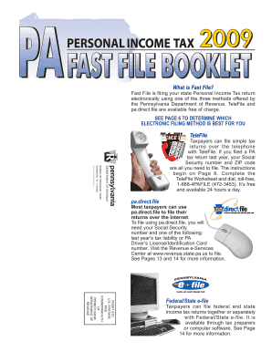 Fillable Online 2009 PA Fast File Booklet -- Personal Income Tax. Forms ...
