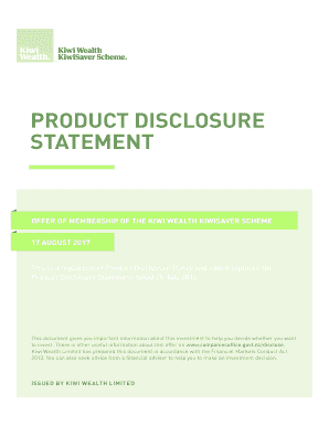 Fillable Online PRODUCT DISCLOSURE STATEMENT - Kiwibank Fax Email Print ...