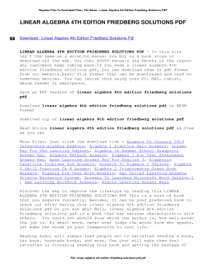 Fillable Online Linear Algebra 4th Edition Friedberg Solutions Pdf ...