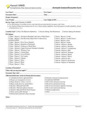 Fillable Online Outreach Contact/Encounter Form Fax Email Print - pdfFiller