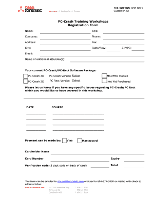 Fillable Online PC-Crash Training Workshops Registration Form Fax Email ...
