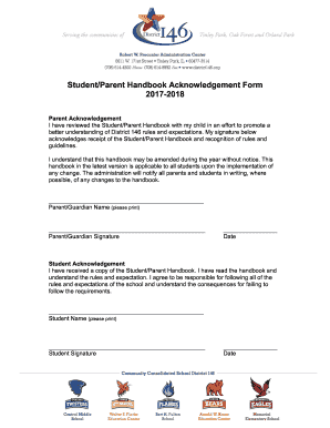 Fillable Online Student/Parent Handbook Acknowledgement Form Fax Email ...