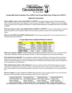 Fillable Online Georgia High School Graduation Tests (GHSGT) and ...