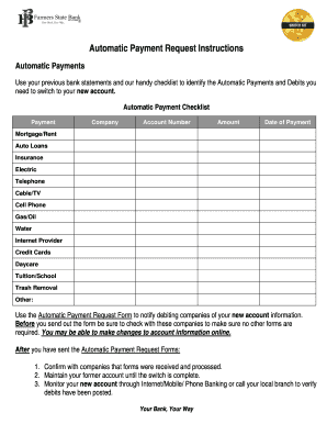 Fillable Online Automatic Payment Request Instructions Fax Email Print ...