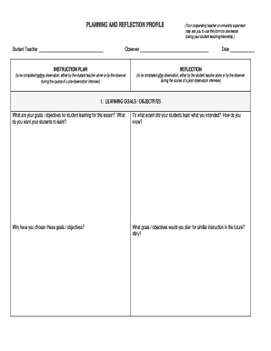 Fillable Online PLANNING AND REFLECTION PROFILE Fax Email Print - pdfFiller