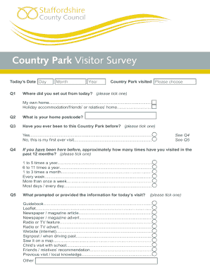 Fillable Online Country Park Visitor Survey Fax Email Print - pdfFiller