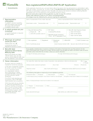 Fillable Online Non-registered/RSP/LIRA/LRSP/RLSP Application Fax Email ...