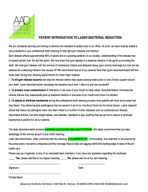 Fillable Online patient introduction to laser bacterial reduction ...
