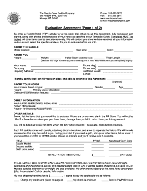 Fillable Online Evaluation Agreement 6.1.docx Fax Email Print - pdfFiller