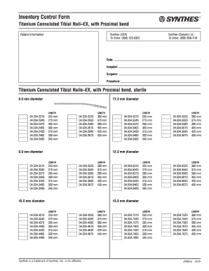 Fillable Online Inventory Control Form - synthes.vo.llnwd.net Fax Email ...