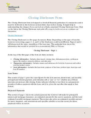 Fillable Online Closing Disclosure Form - McKissock Learning Fax Email ...