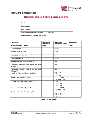 Fillable Online EPR 017 FM 01 Road Rail Vehicle Outline Recording Form ...