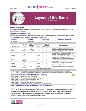 Fillable Online Layers of the Earth - Science4Inquiry.com Fax Email Print - pdfFiller