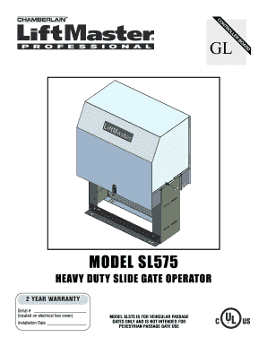 Fillable Online model sl575 - Gate Operator Manuals Fax Email Print ...