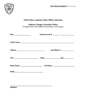 Fillable Online 112th Police Academy Police Officer Selection Address ...